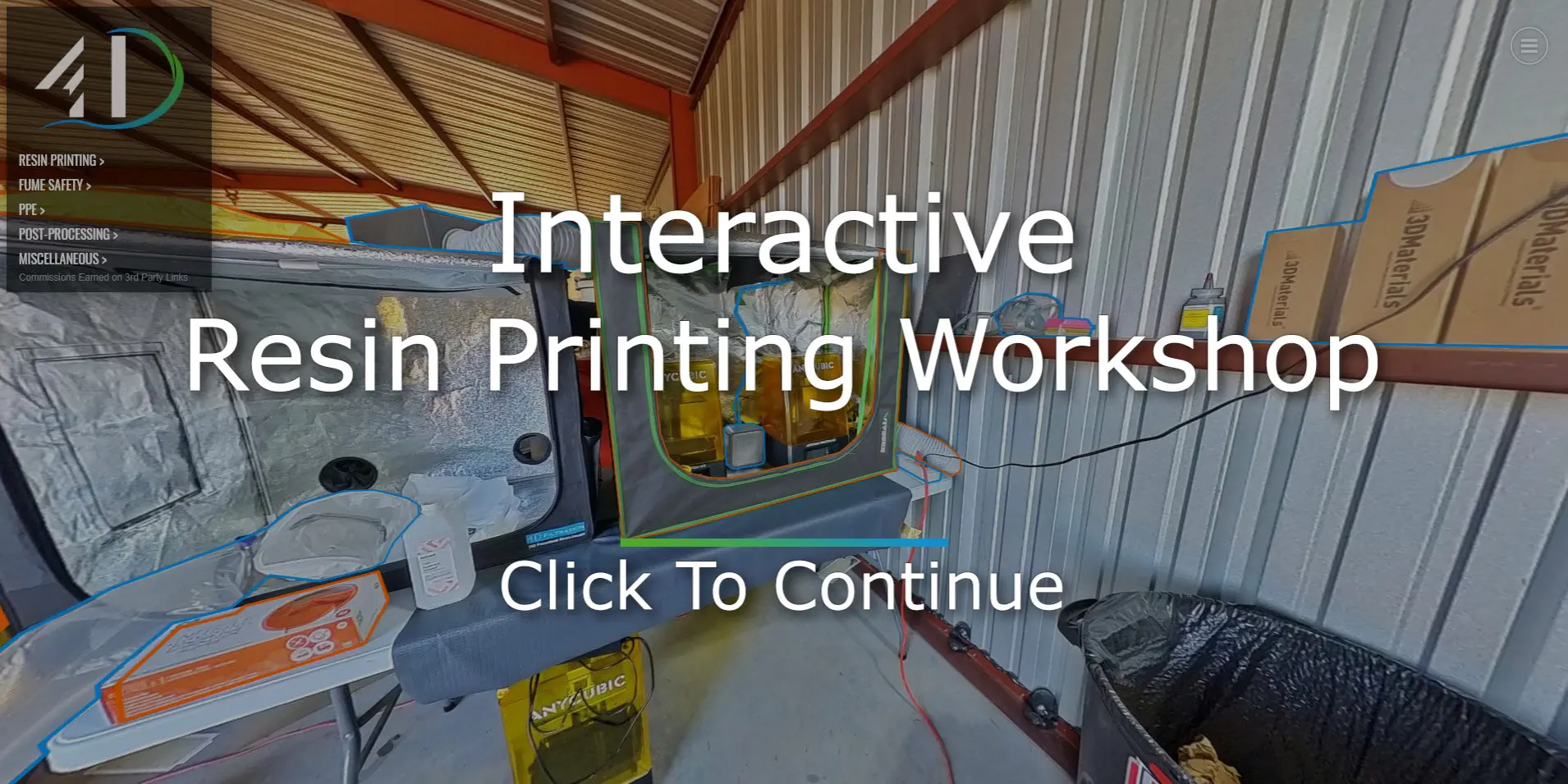 Interactive 360° 3D Printer Setups